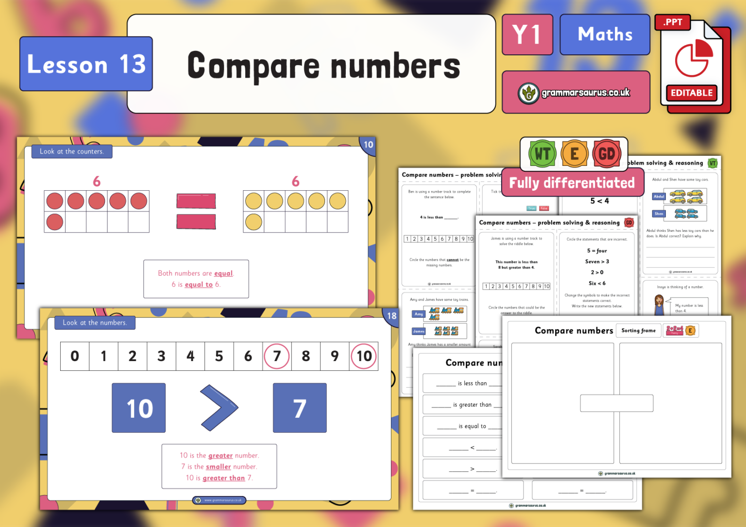Year 1 Place Value (within 10) - Compare Numbers - Lesson 13 ...