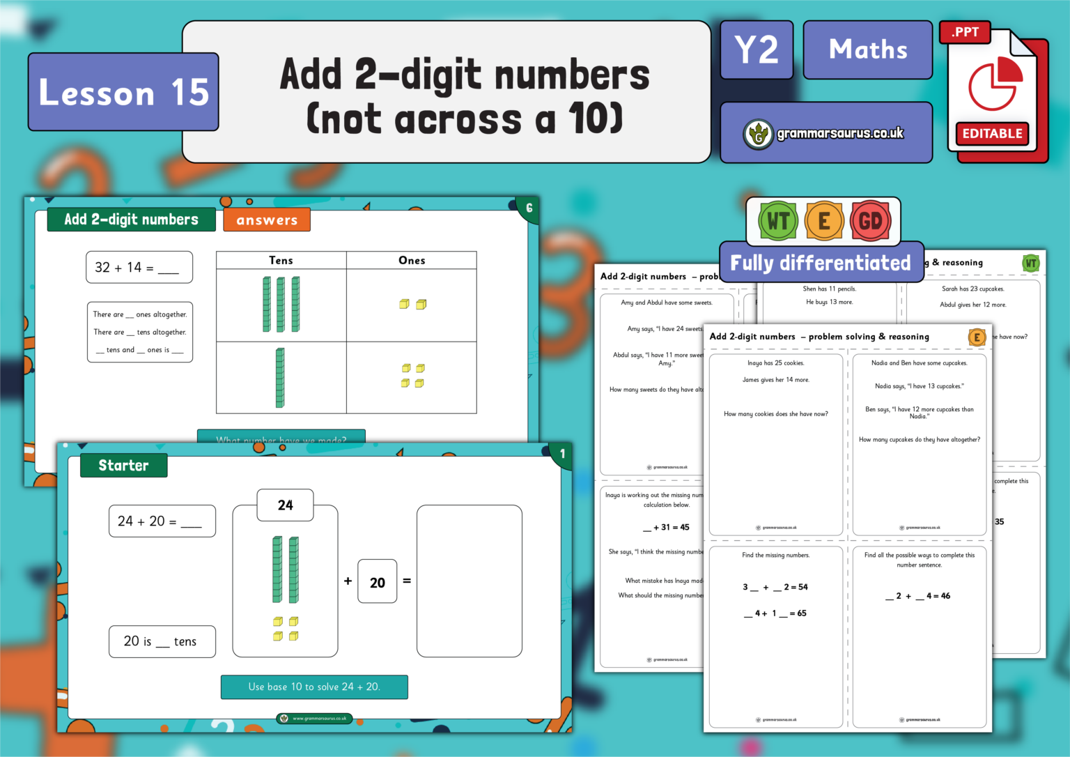 Year 2 Addition and Subtraction - Add 2-digit numbers (not across 10 ...