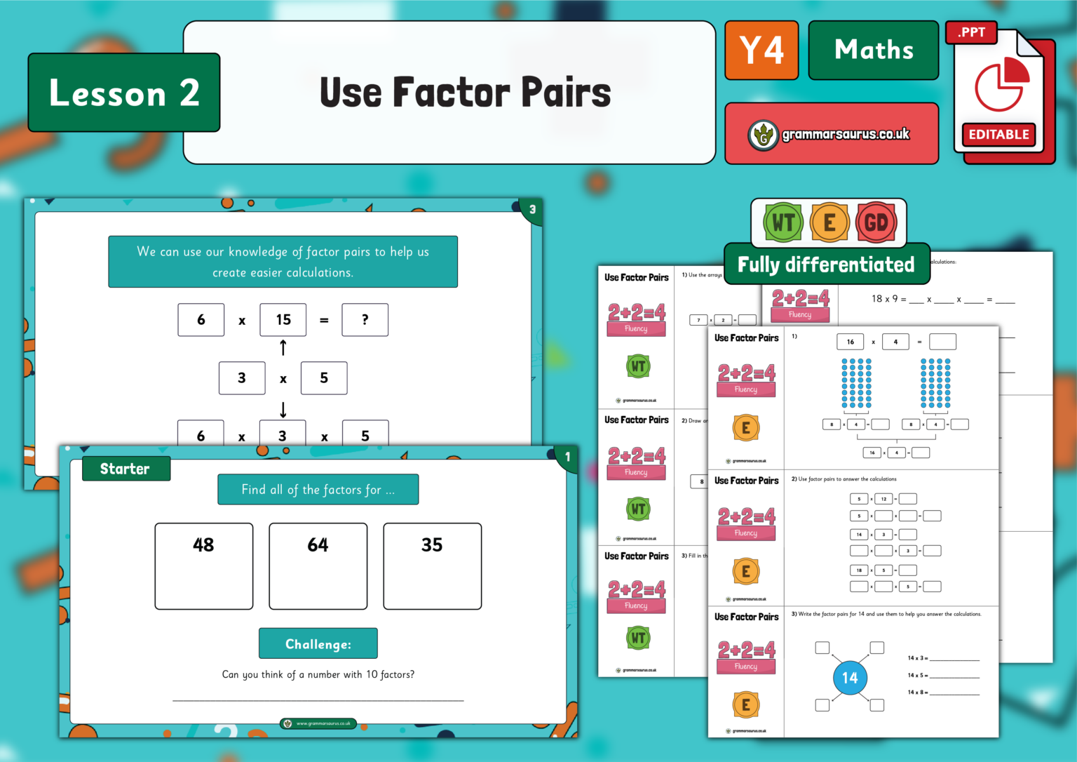 Year 4 - Multiplication and Division Part 2 - Use factor pairs - Lesson ...