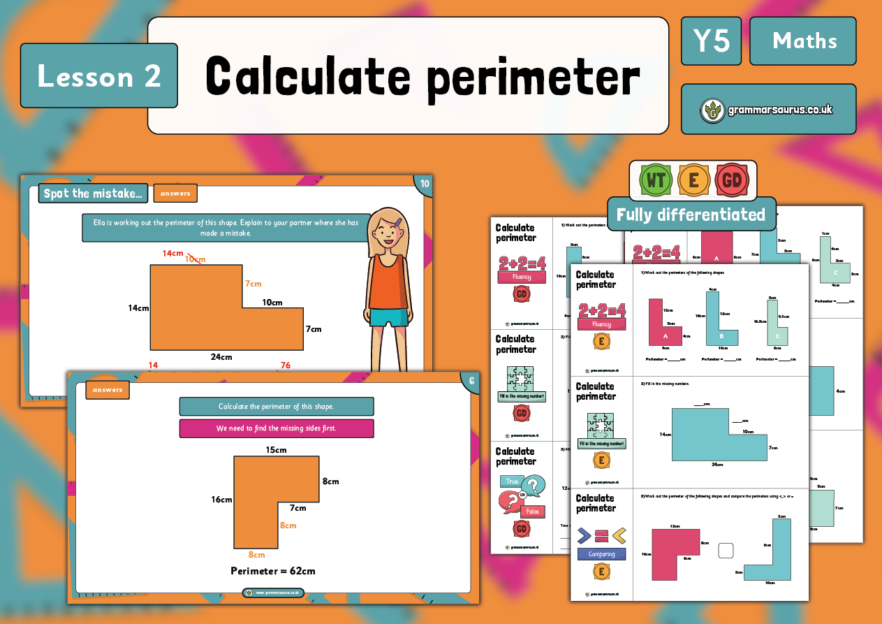 Year 5 Perimeter and Area - Calculate Perimeter - Lesson 2 - Grammarsaurus