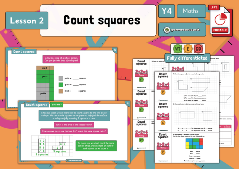 Year 4 Area - Count Squares - Lesson 2 - Grammarsaurus