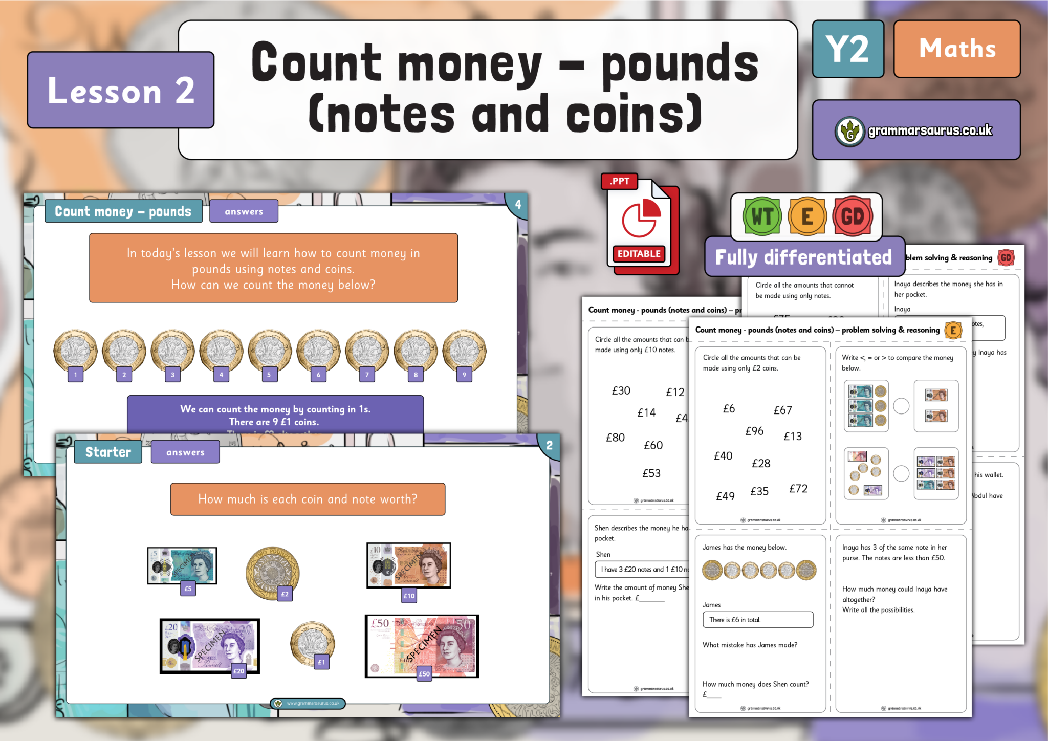Year 2 Money - Counting money - pounds (notes and coins) - Lesson 2 ...