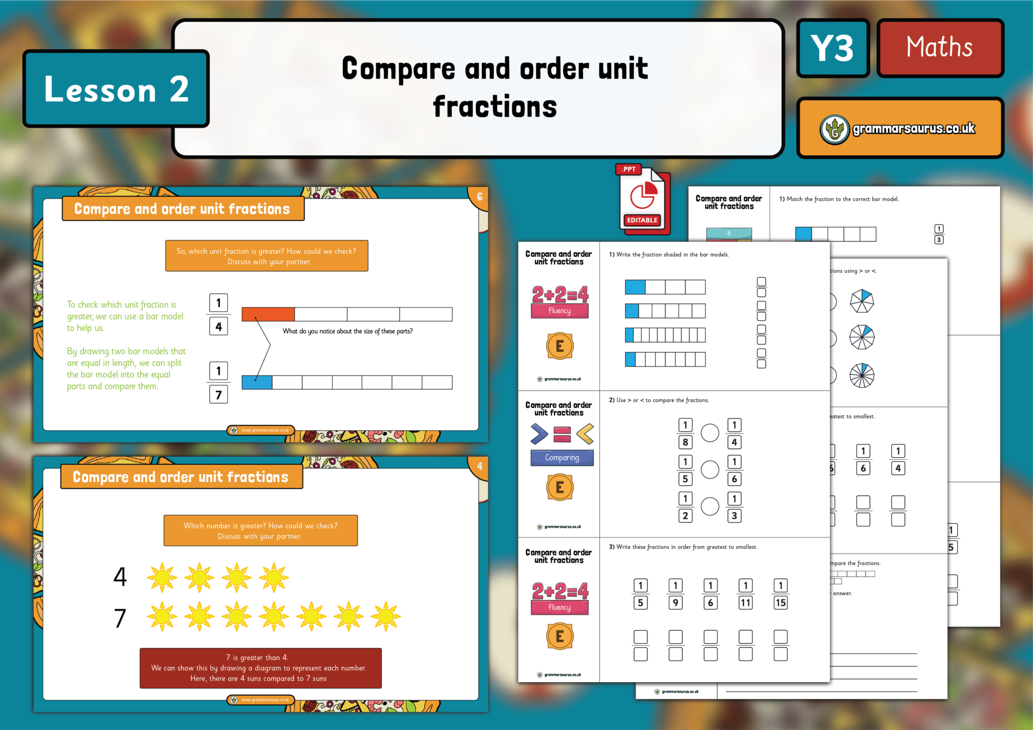 Year 3 Fractions - Compare and order unit fractions - Lesson 2 ...