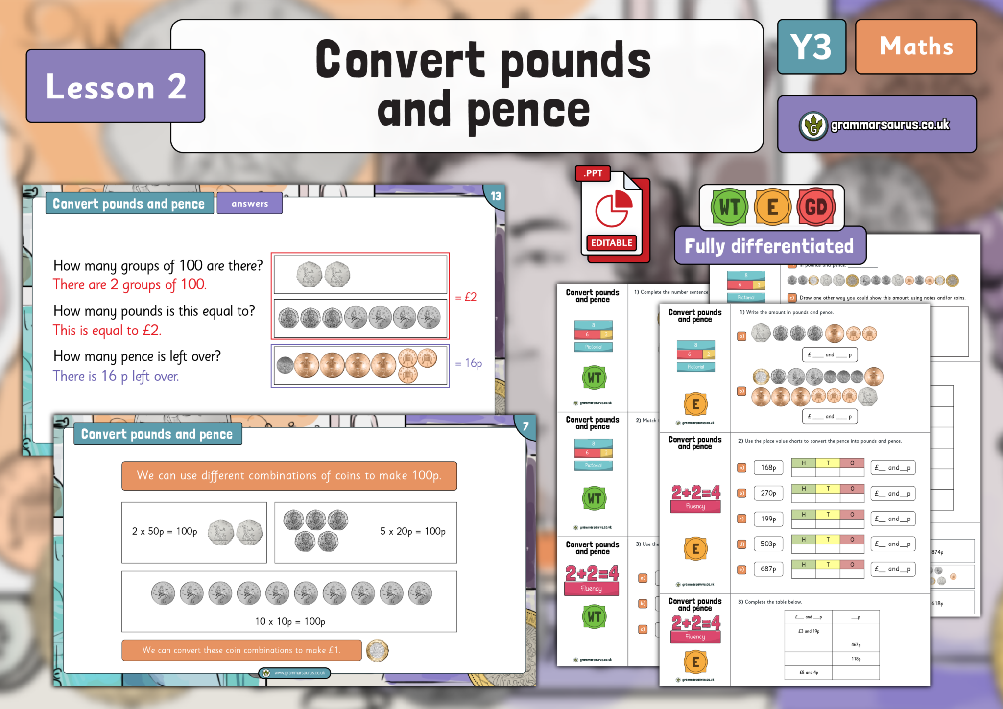 Year 3 Measurement - Money - Convert pounds and pence - Lesson 2 ...
