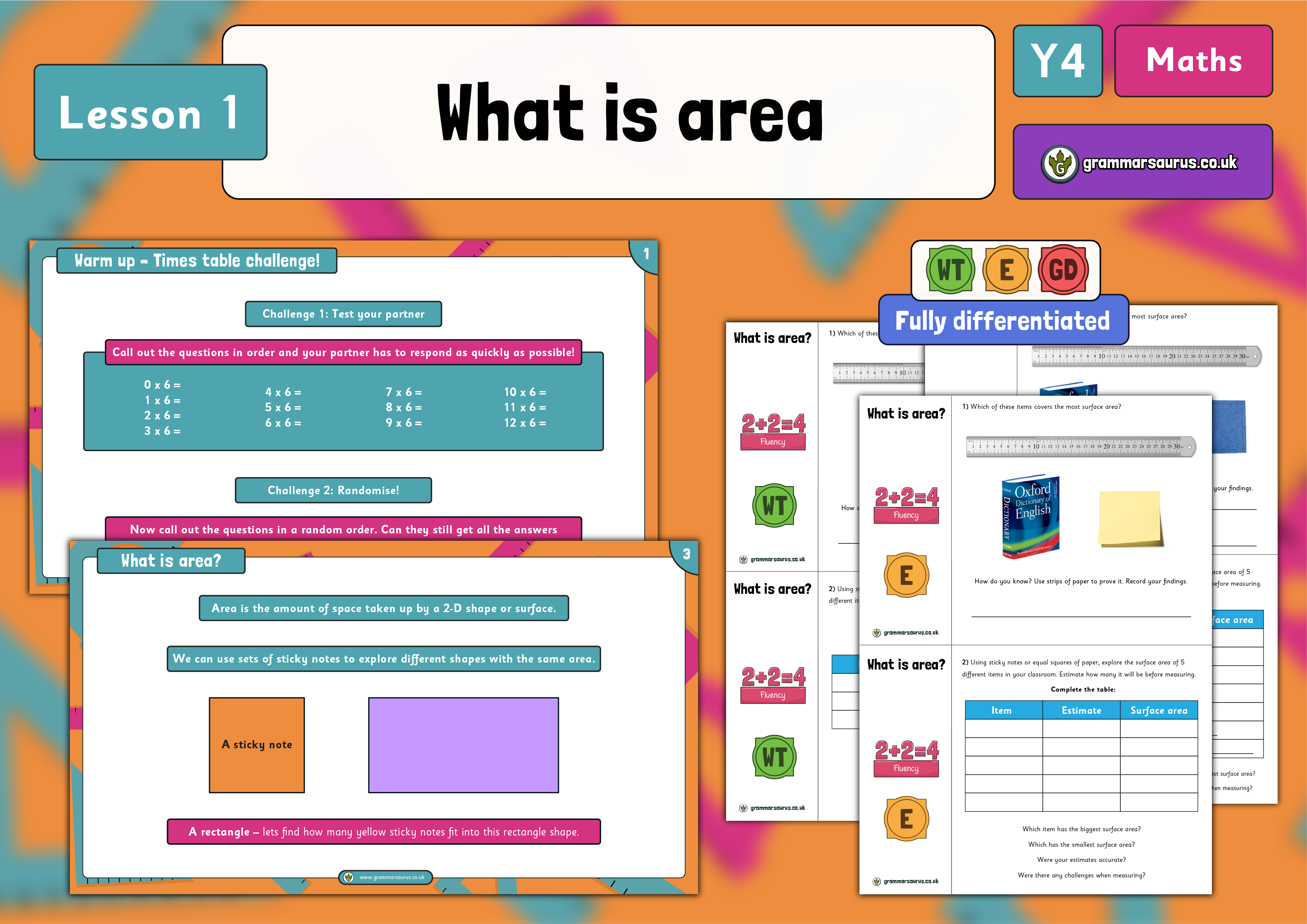Year 4 Area - What is Area?- Lesson 1 - Grammarsaurus