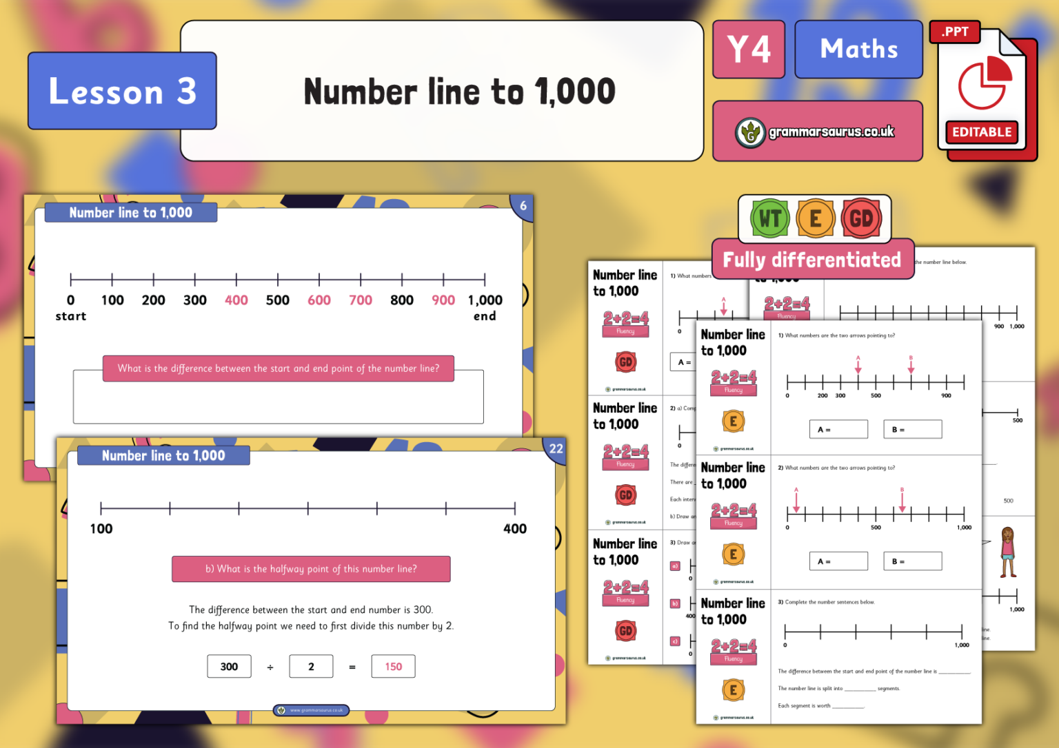 Year 4 Place Value – Number line to 1,000 – Lesson 3 - Grammarsaurus