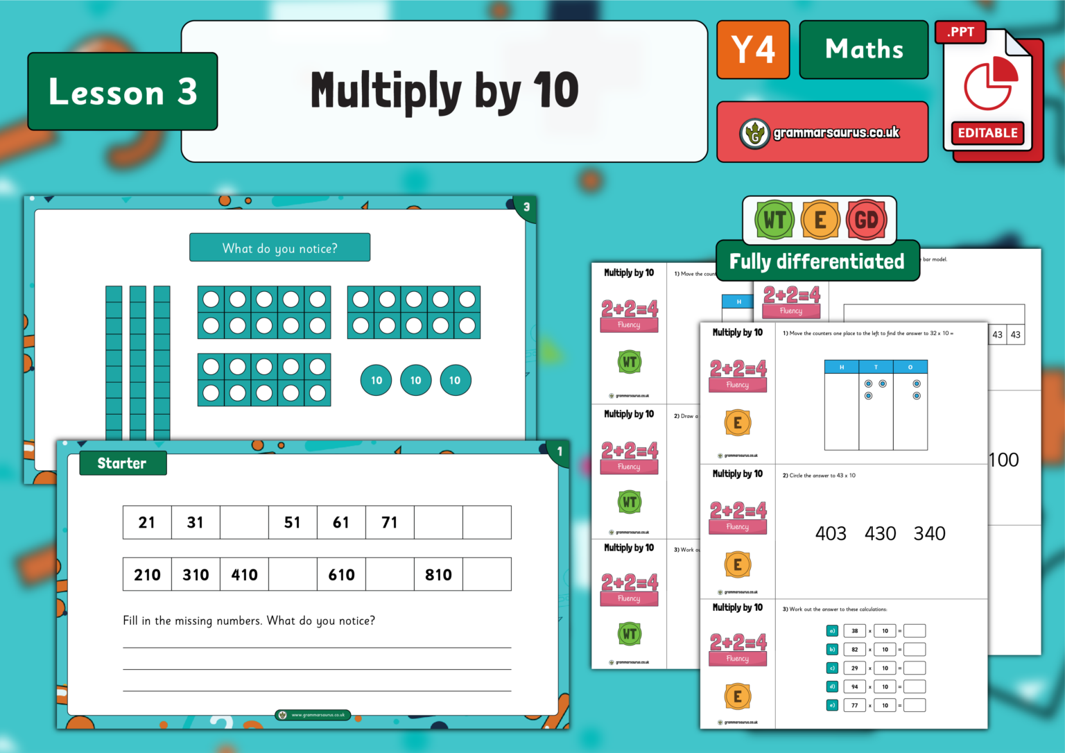 Year 4 - Multiplication and Division Part 2 - Multiply by 10 - Lesson 3 ...