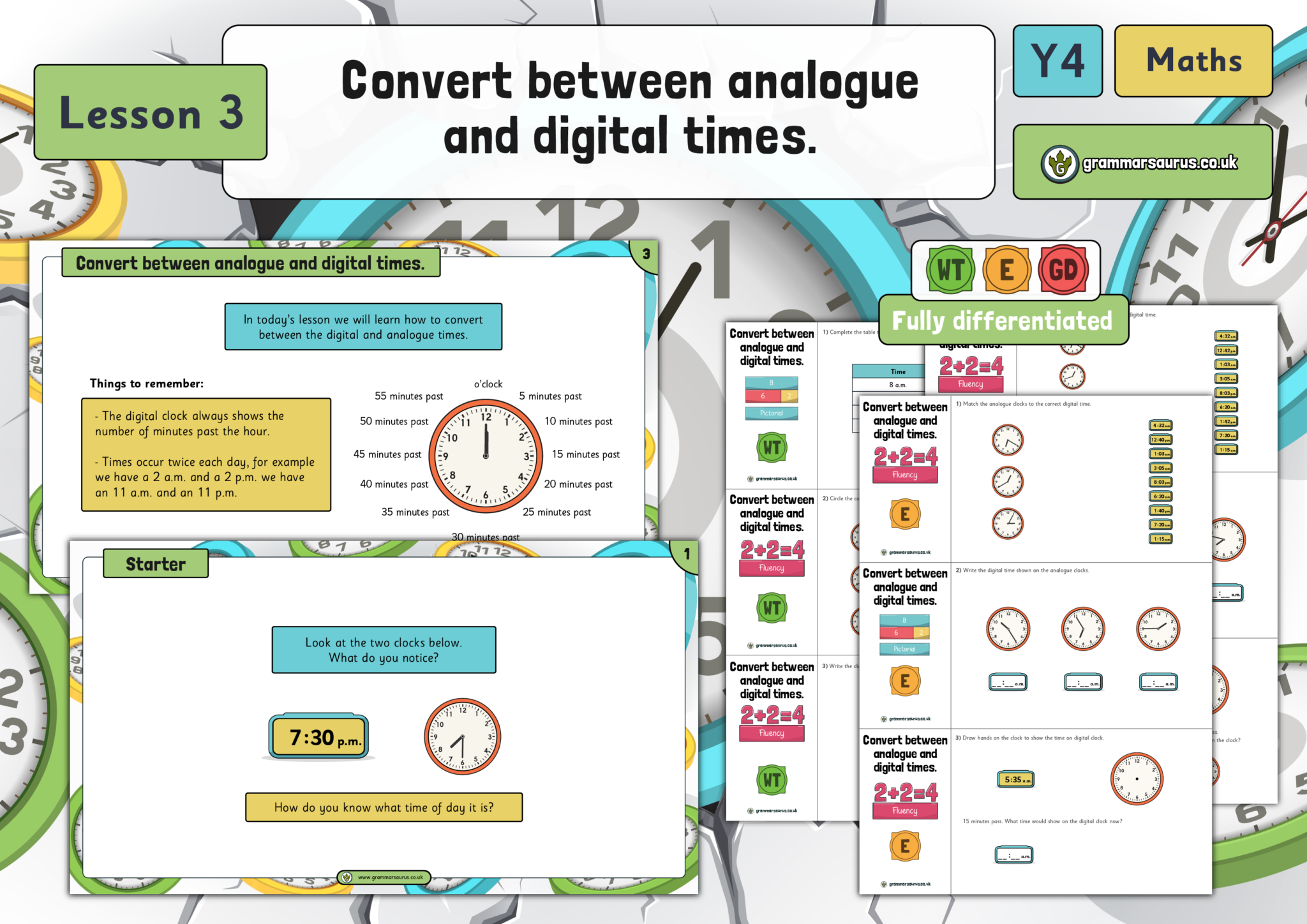Year 4 Time - Convert between analogue and digital times - Lesson 3 ...