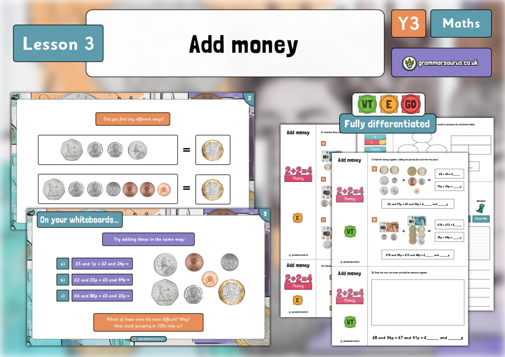 Year 3 Measurement Money Add Money Lesson 3 Grammarsaurus
