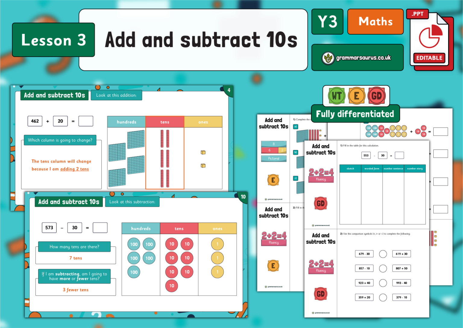 Year 3 Addition and Subtraction - Add and Subtract 10s - Lesson 3 ...