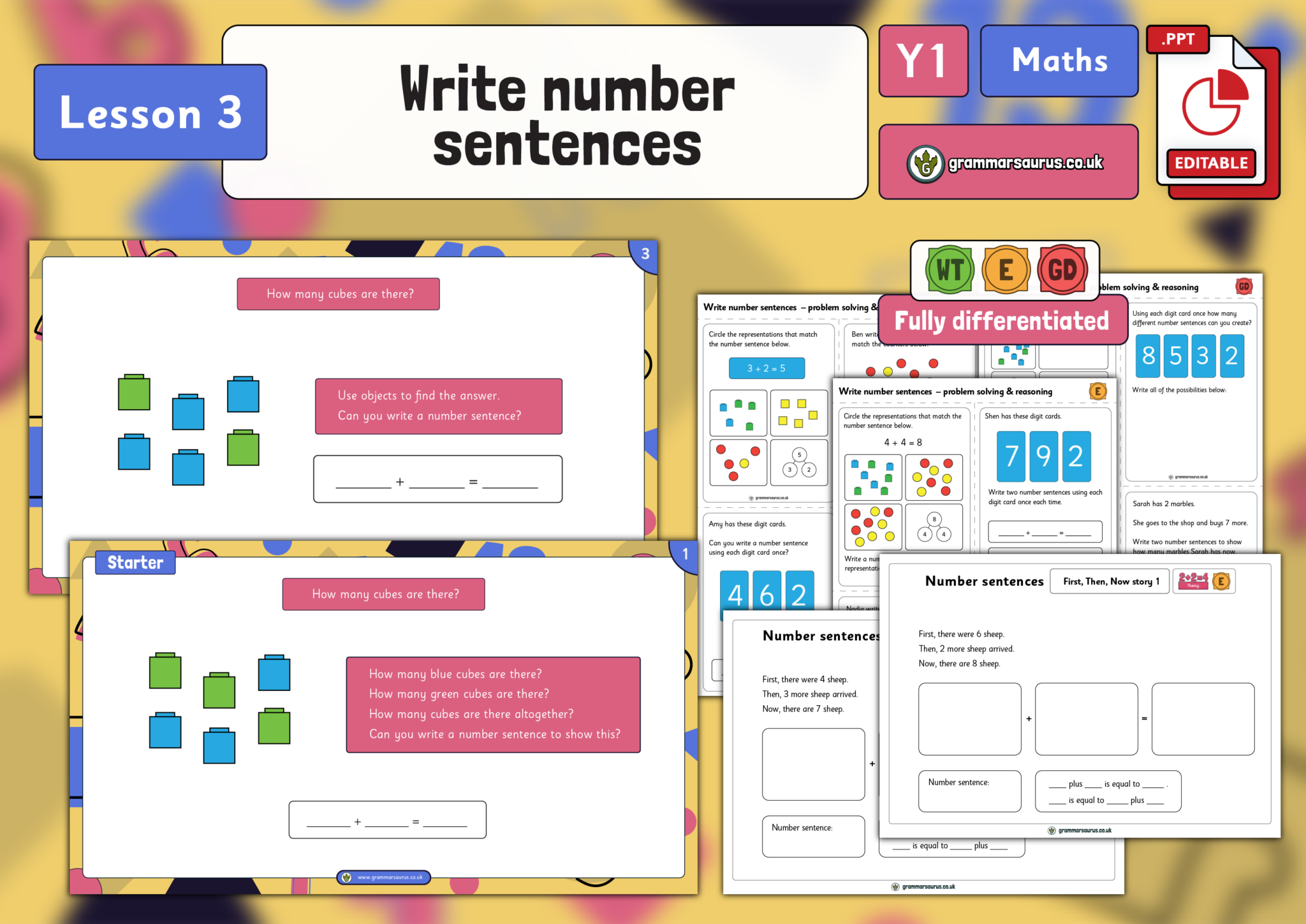 Year 1 Addition and Subtraction (within 10)- Write number sentences ...