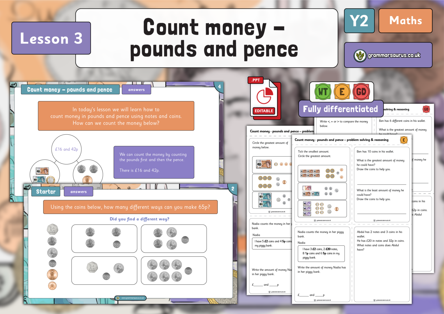Year 2 Measurement - Money - Count money - Pounds and pence - Lesson 3 ...