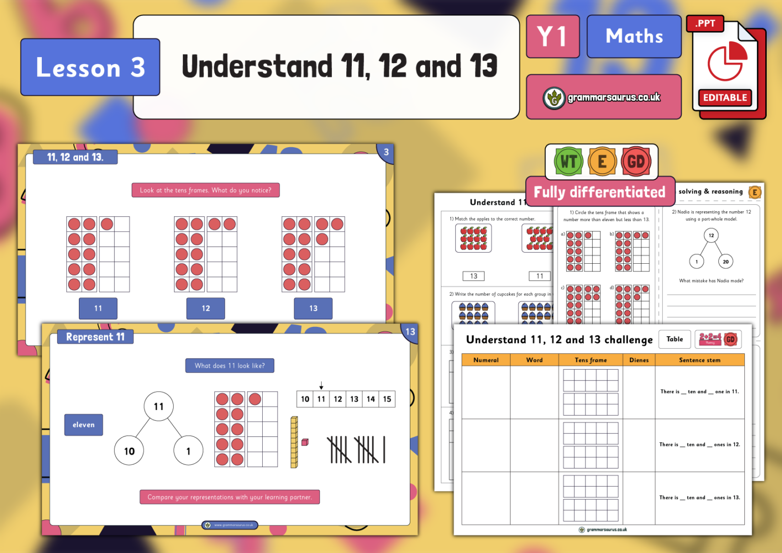 Year 1 Place value (within 20) - Understand 11, 12, and 13 - Lesson 3 ...