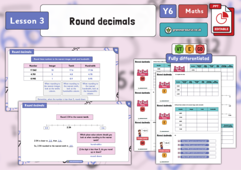 Year 6 Decimals - Round decimals - Lesson 3 - Grammarsaurus