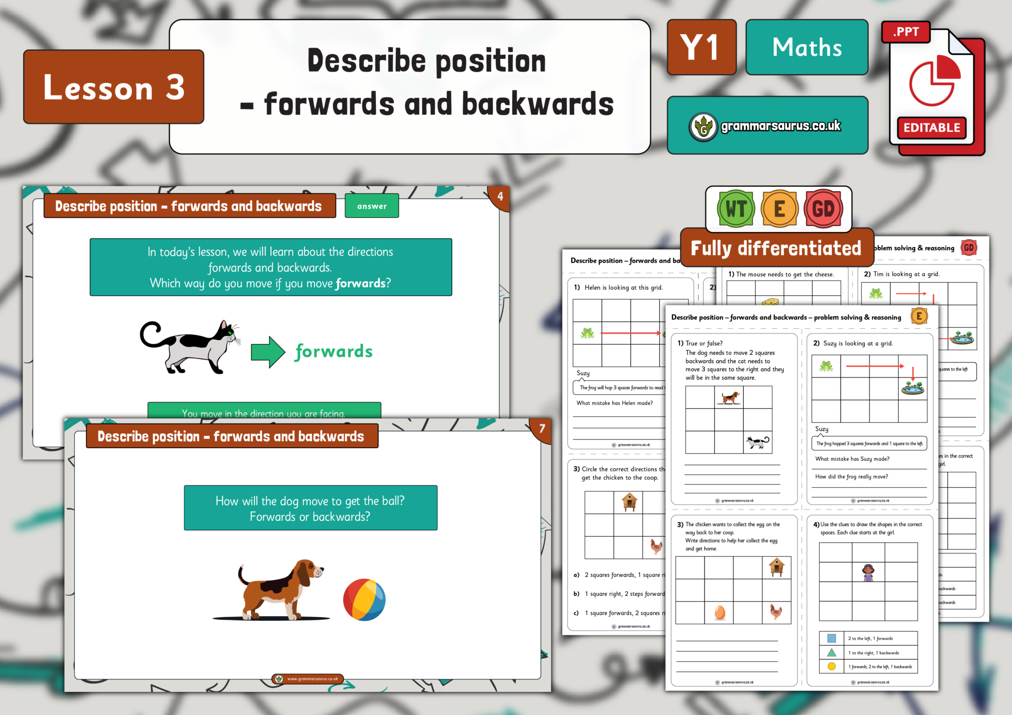 Year 1 - Position and Direction - Describe position - forwards and ...