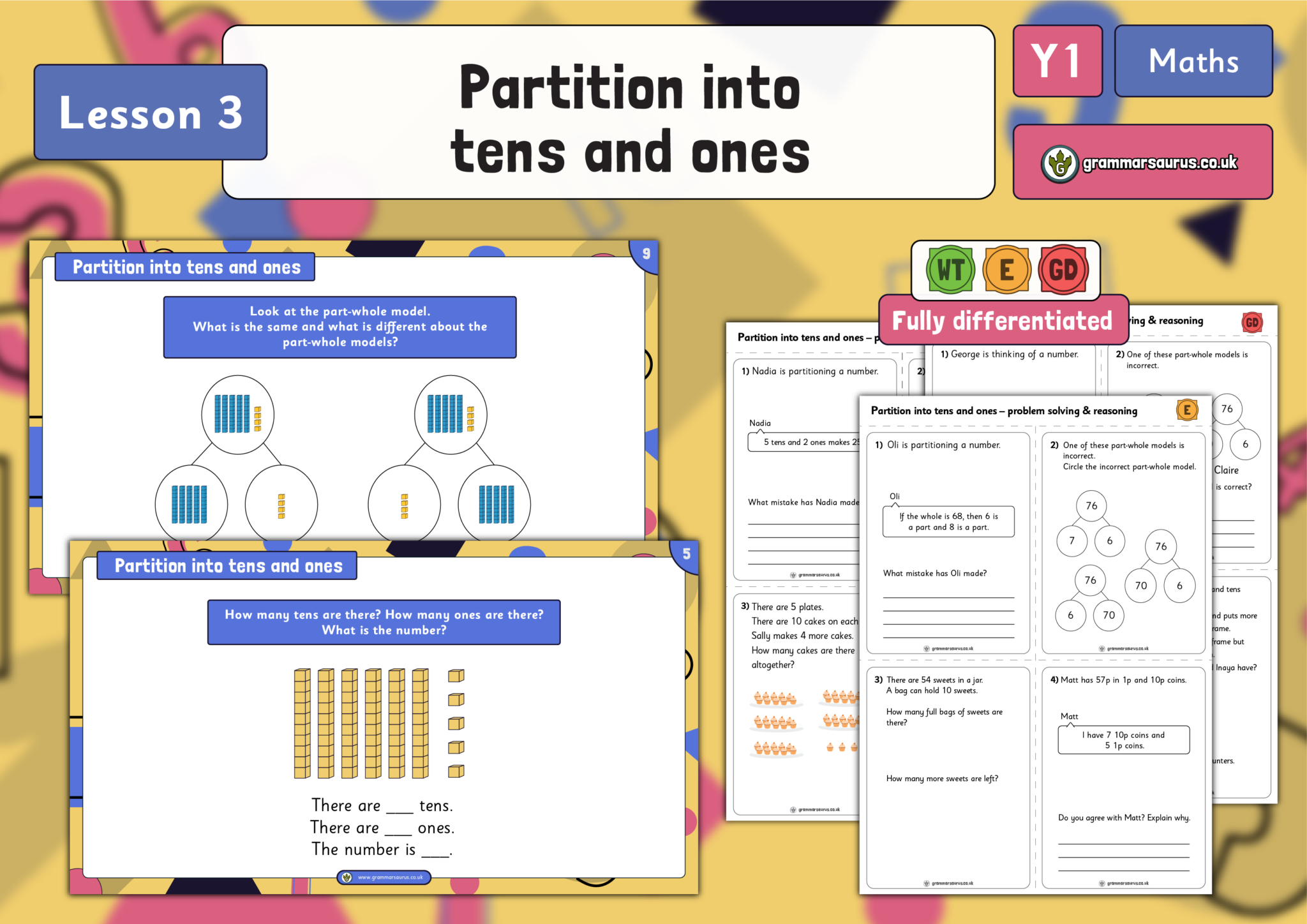 Year 1 Place Value (within 100) - Partition into tens and ones - Lesson ...