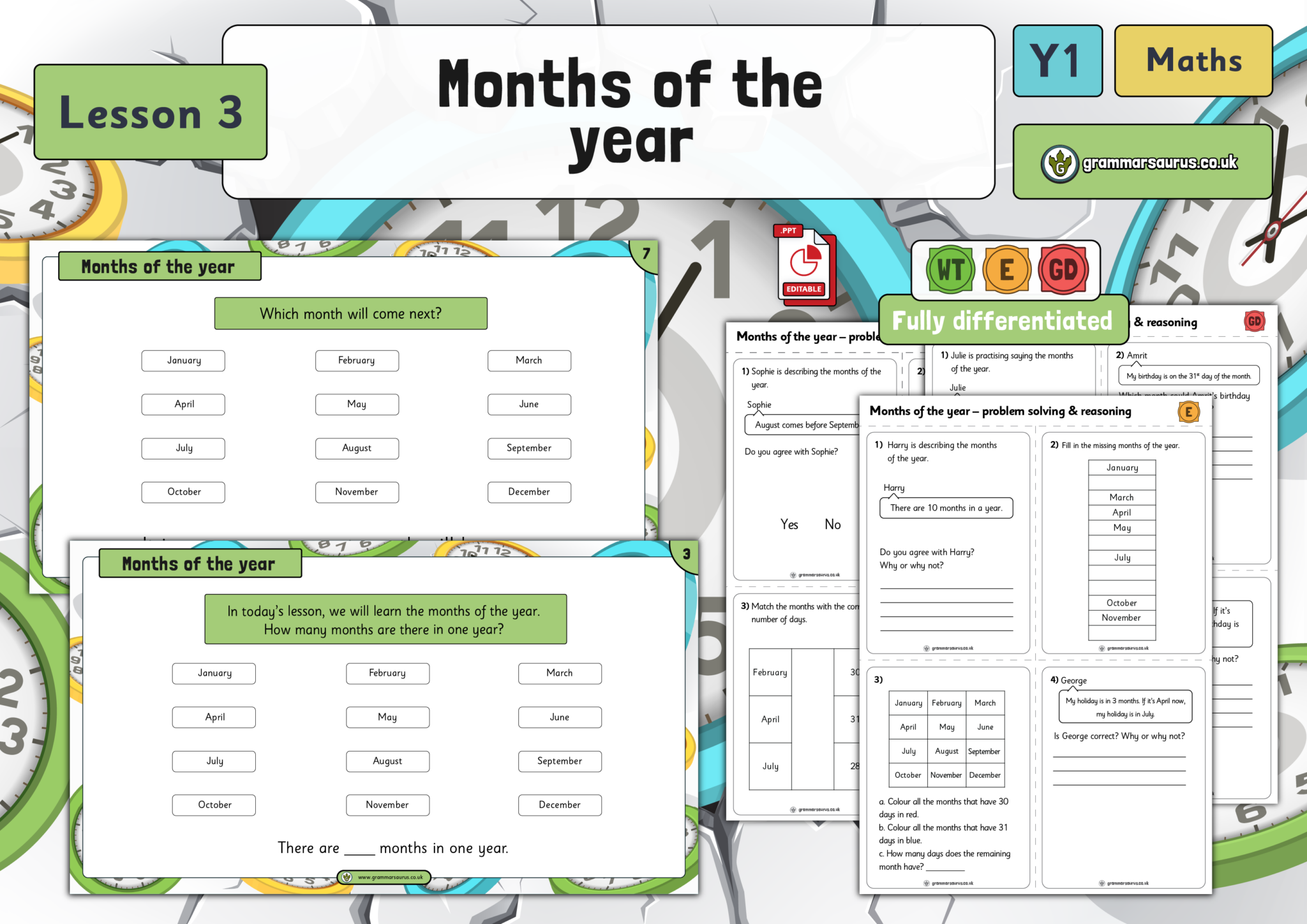 Year 1 Time – Months of the year – Lesson 3 - Grammarsaurus