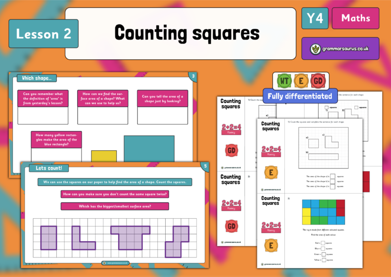 Year 4 Area - Counting Squares - Lesson 2 - Grammarsaurus