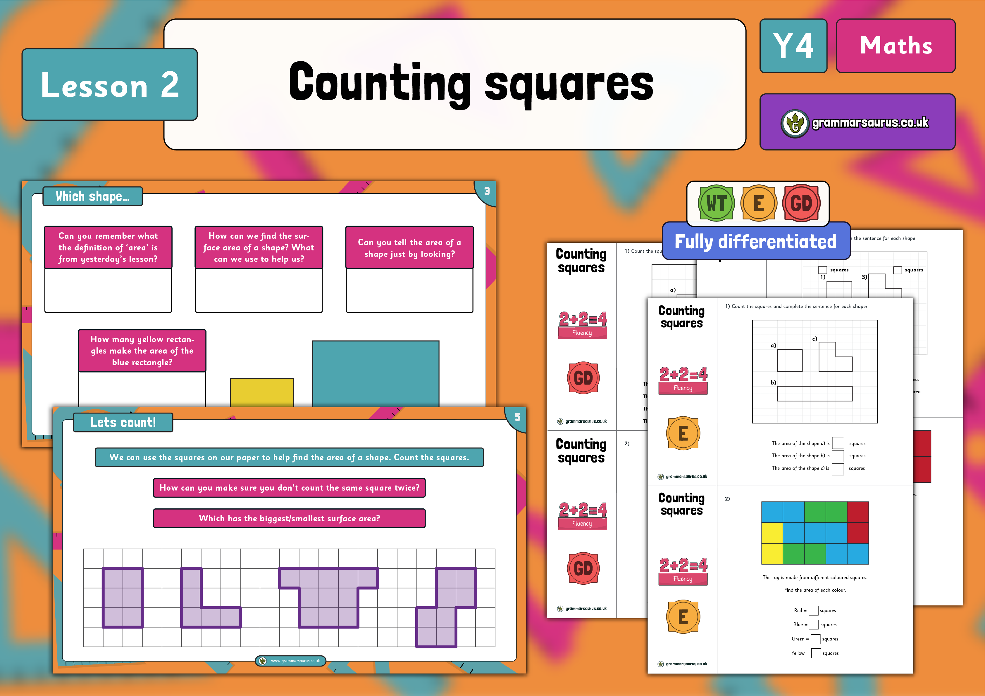 Year 4 Area - Counting Squares - Lesson 2 - Grammarsaurus