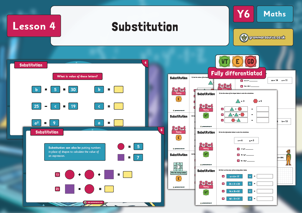 Year 6 Algebra - Substitution - Lesson 4 - Grammarsaurus