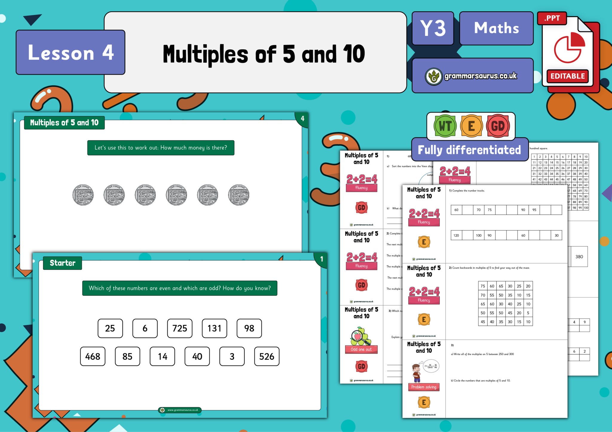 Year 3 Multiplication and Division - Multiples of 5 and 10 - Lesson 4 ...