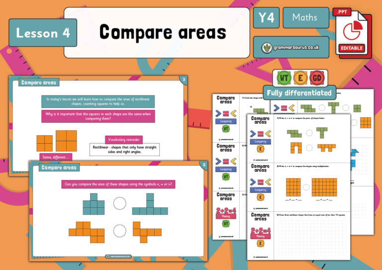 Year 4 Area - Compare areas - Lesson 4 - Grammarsaurus