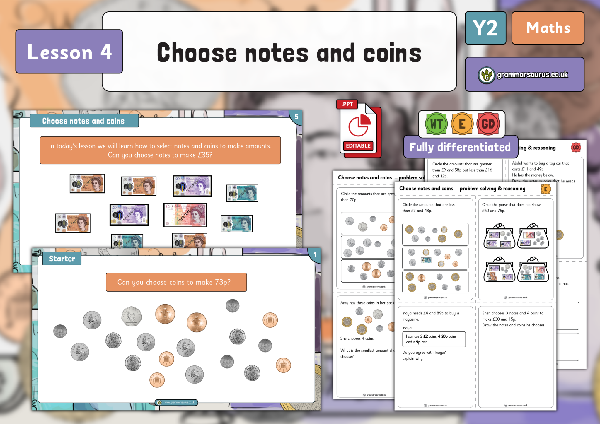 Year 2 Measurement - Money - Choose notes and coins- Lesson 4 ...
