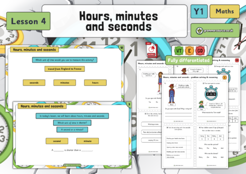 Year 1 Time - Hours, minutes and seconds - Lesson 4 - Grammarsaurus