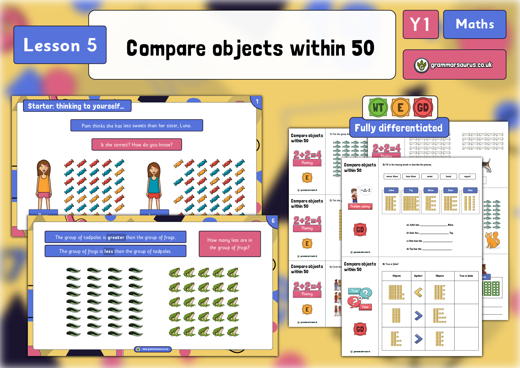 Year 1 Place Value (within 50) - Compare Objects within 50 - Lesson 5 ... Year 1 Place Value (within 50) - Compare Objects within 50 - Lesson 5 ...