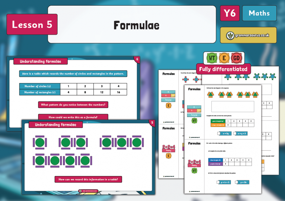 Year 6 Algebra - Formulae - Lesson 5 - Grammarsaurus