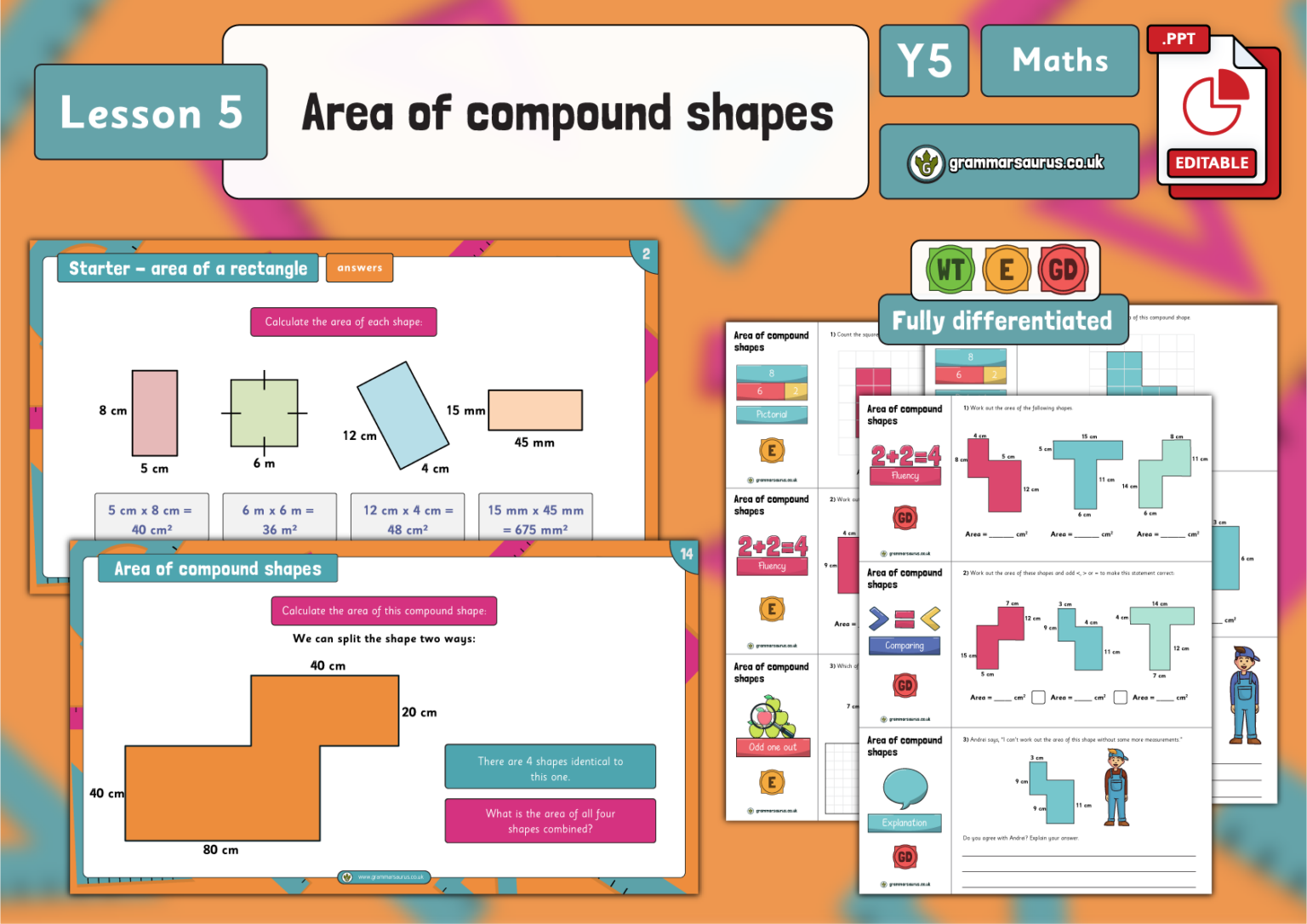 Year 5 Perimeter and Area - Area of Compound Shapes - Lesson 5 ...