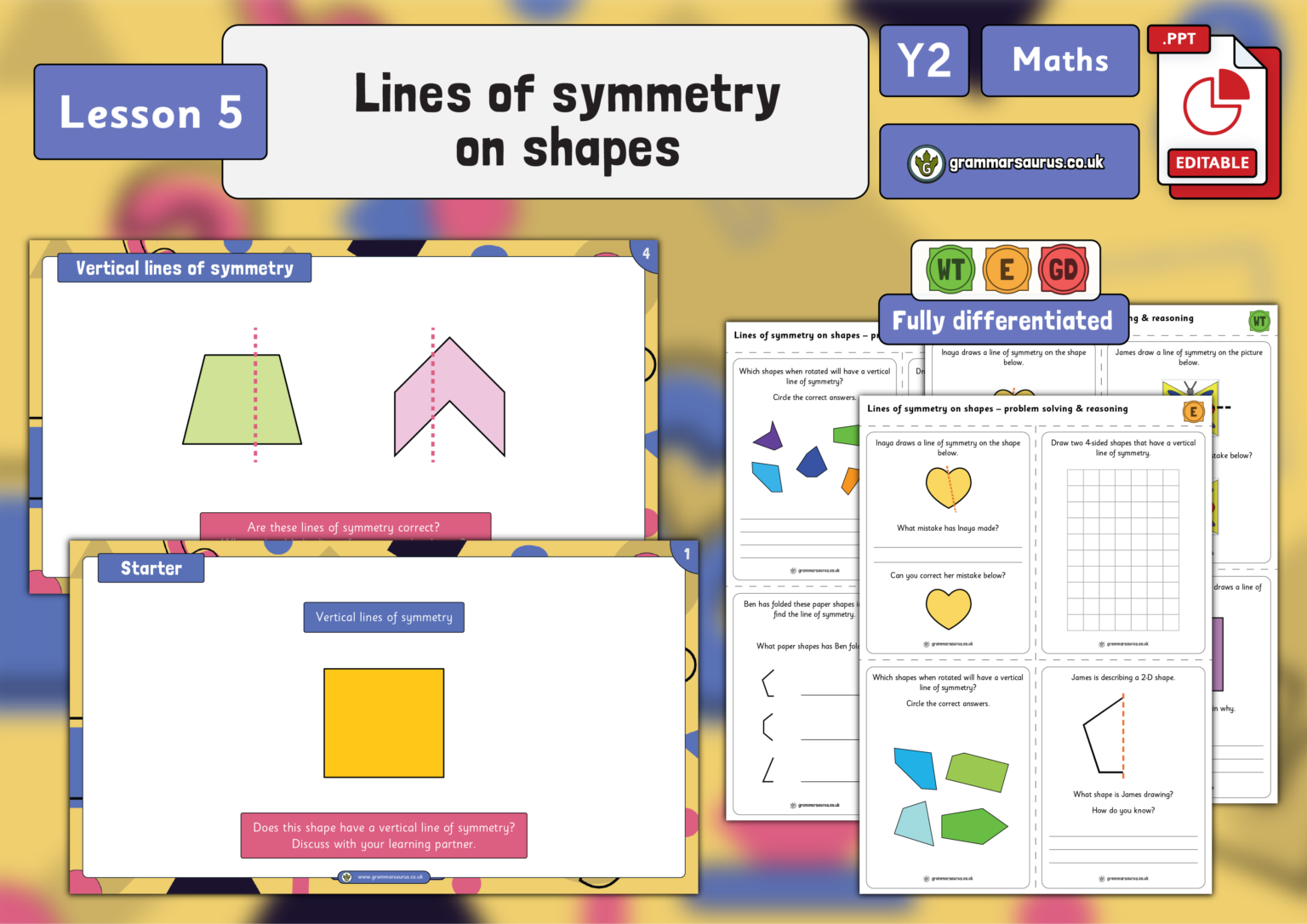 Year 2 Properties of Shape - Lines of Symmetry on shapes - Lesson 5 ...