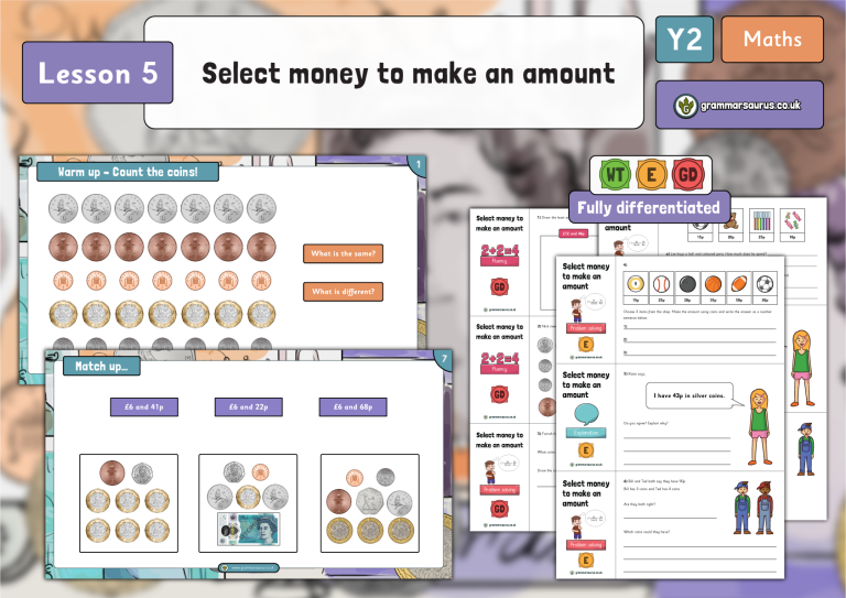 Year 2 Measurement - Money - Select Money - Lesson 5 - Grammarsaurus
