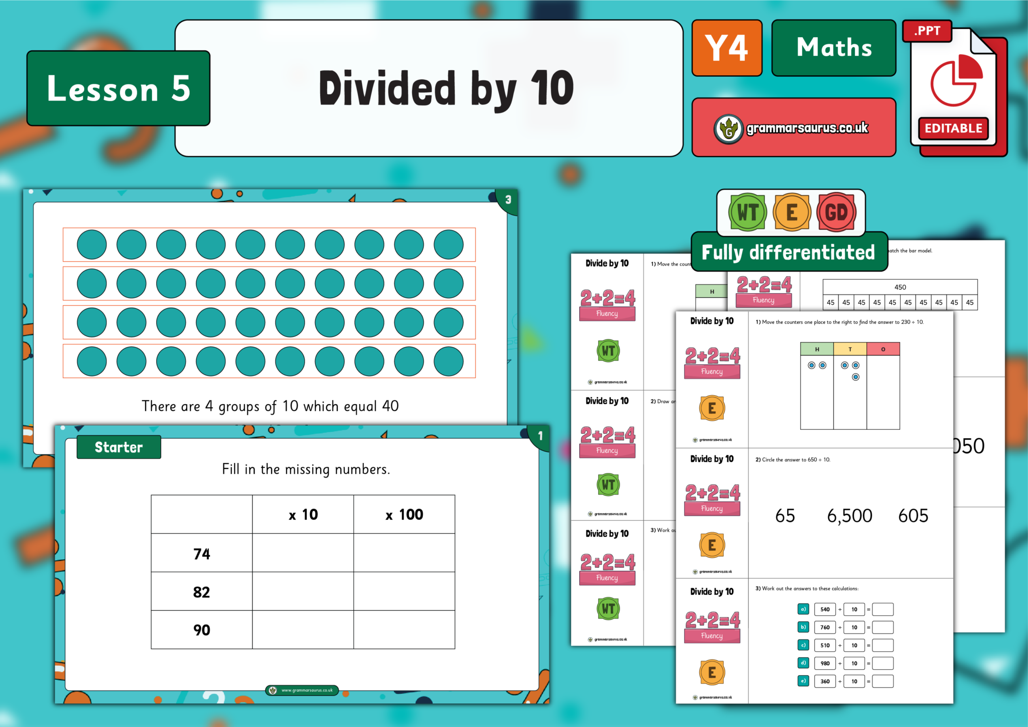 Year 4 - Multiplication and Division Part 2 - Divided by 10 - Lesson 5 ...