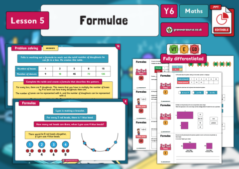 Year 6 Algebra - Formulae - Lesson 5 - Grammarsaurus