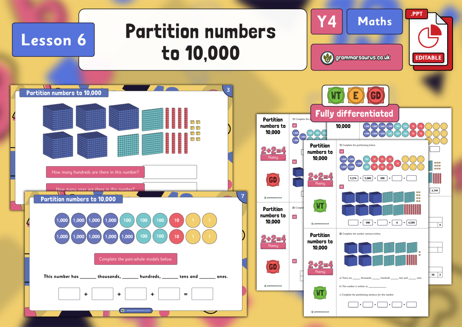 Year 4 Place Value – Partition numbers to 10,000 – Lesson 6 - Grammarsaurus
