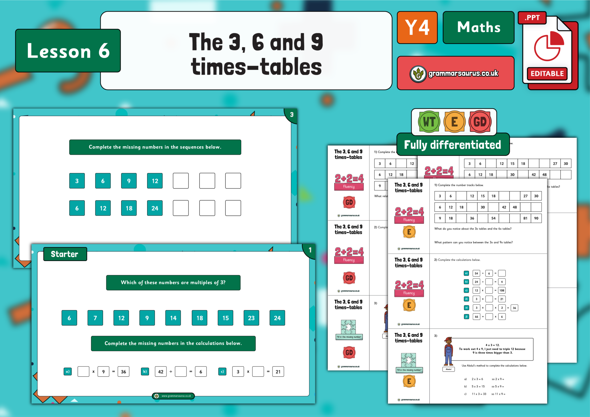 Year 4 Multiplication and Division - The 3, 6 and 9 times-table ...