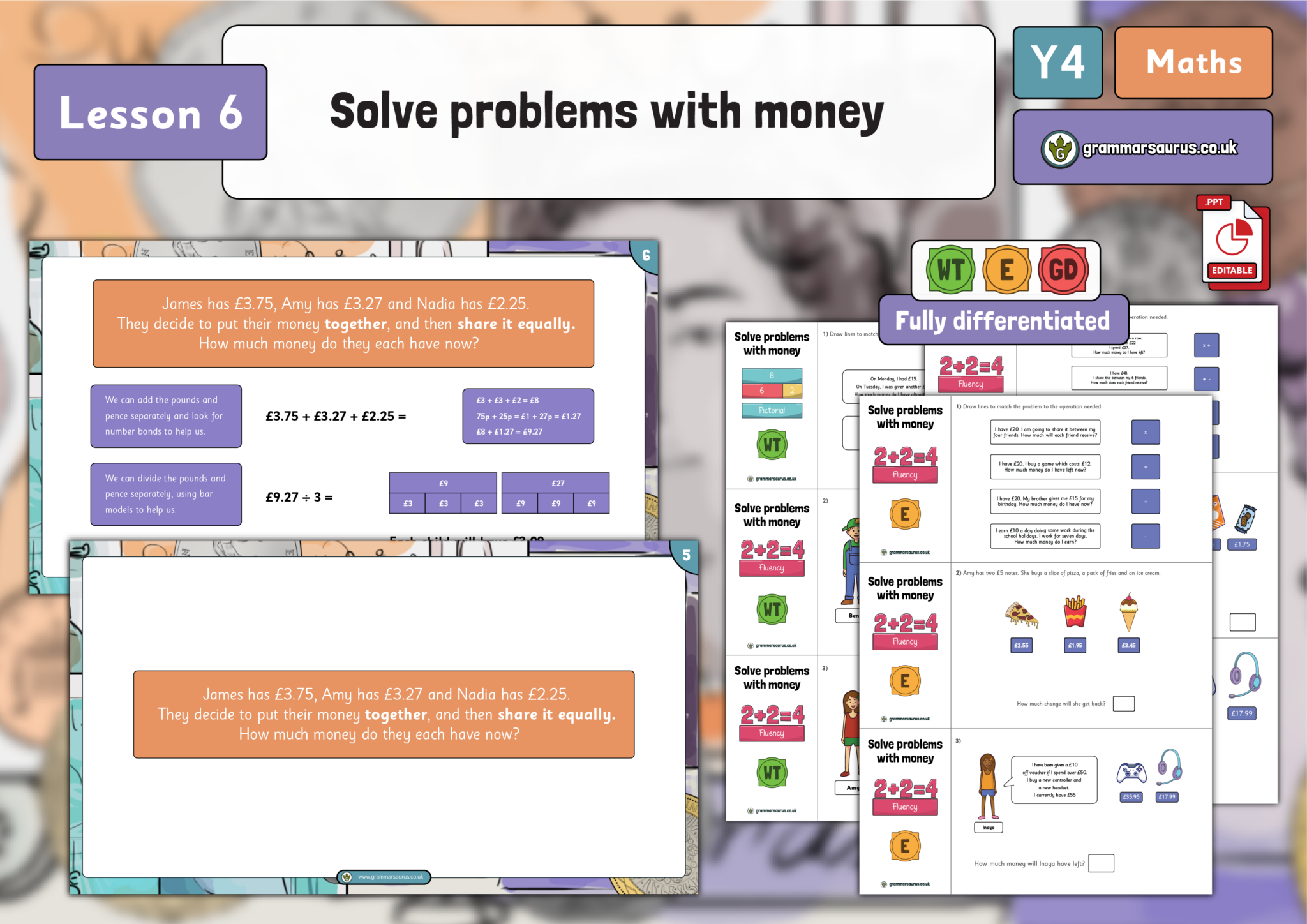 Year 4 Money - Solve problems with money - Lesson 6 - Grammarsaurus