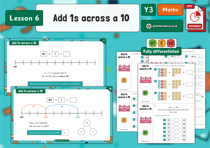 Year 3 Addition and Subtraction - Add 1s across a 10 - Lesson 6 ...