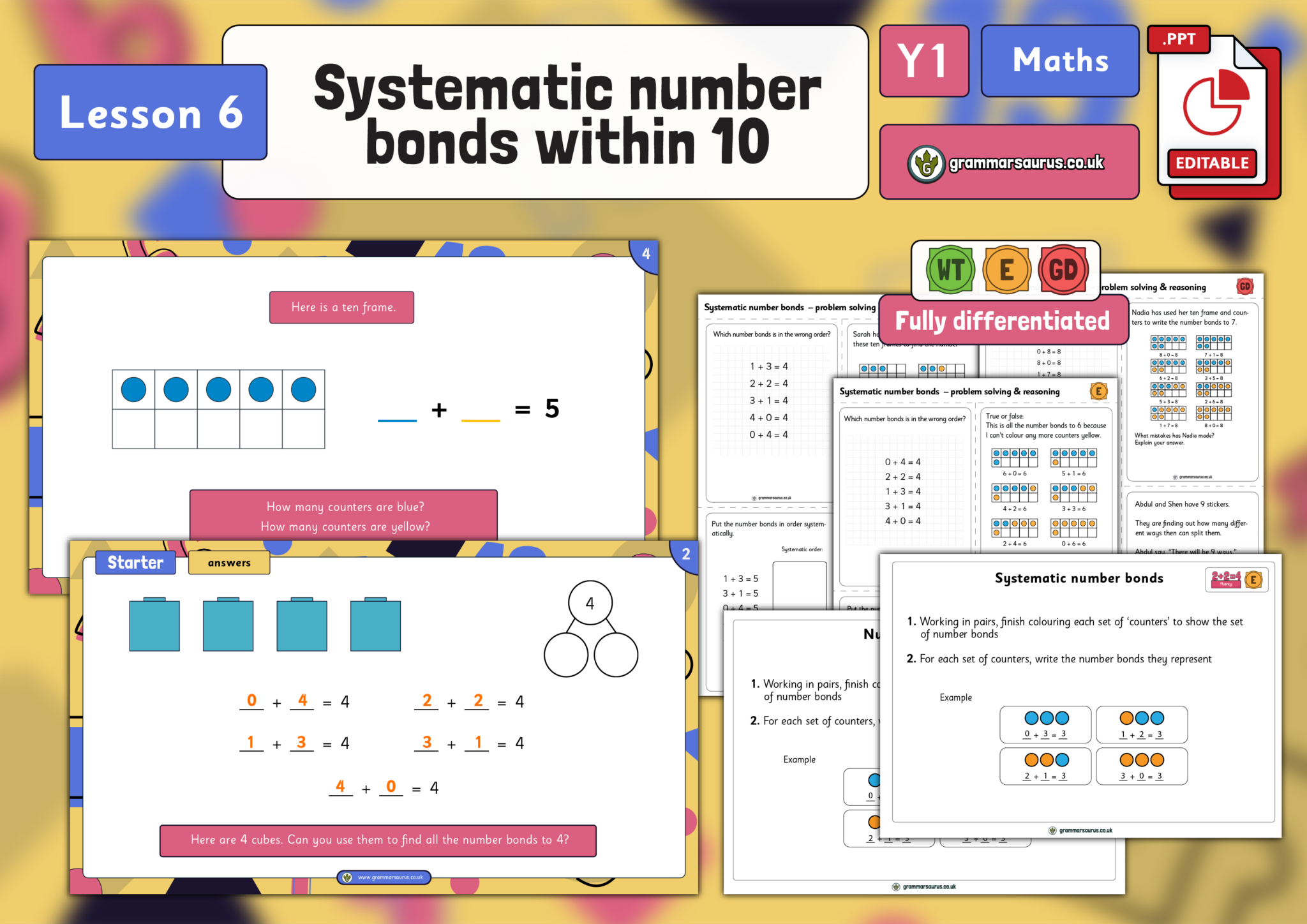 Year 1 Addition and Subtraction (within 10) - Systematic number bonds within 10 - Lesson 6 ...
