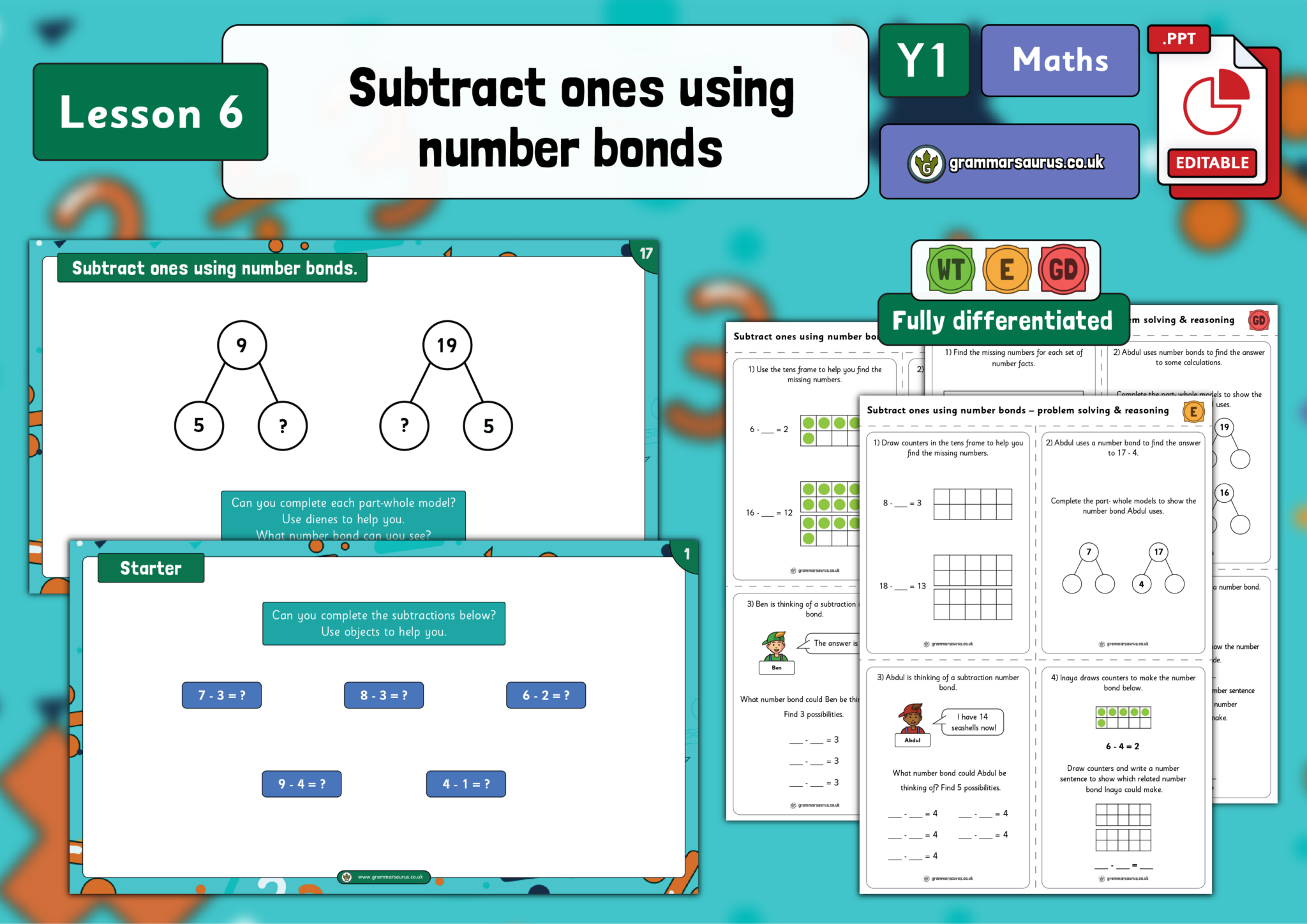 Year 1 Addition and Subtraction within 20 - Subtract ones using number ...
