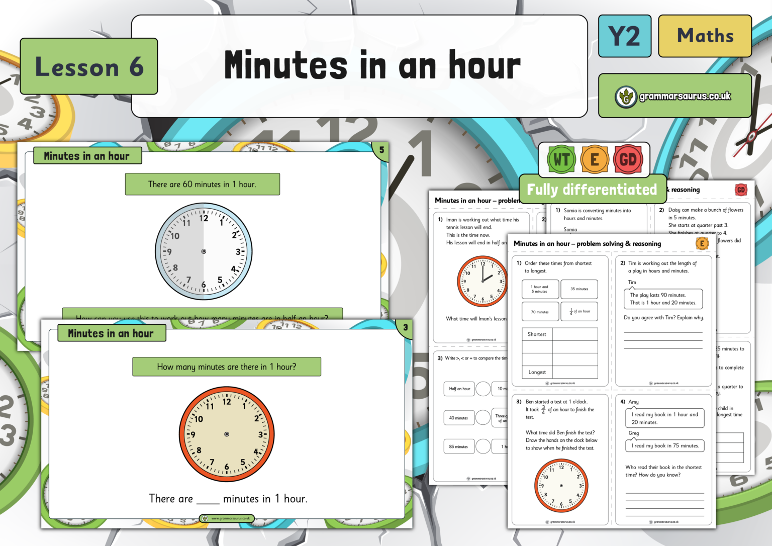 Year 2 Time – Minutes in an hour – Lesson 6 - Grammarsaurus