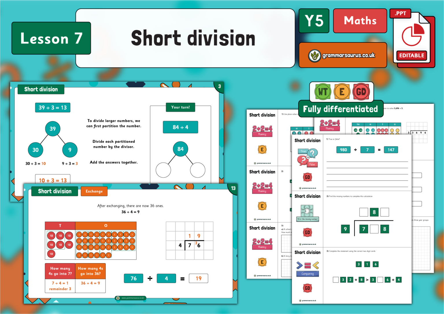 Year 5 Multiplication and Division (Part 2) - Short division - Lesson 7 ...