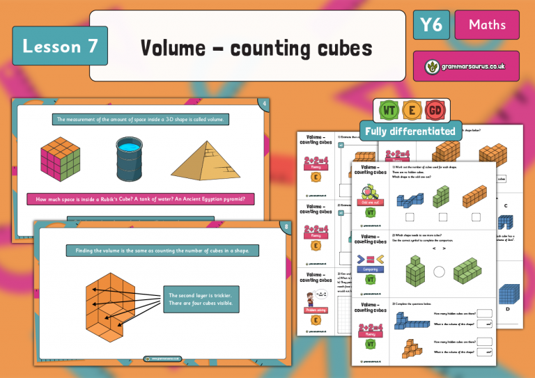 Year 6 Area, Perimeter and Volume - Volume - counting cubes - Lesson 7 ...