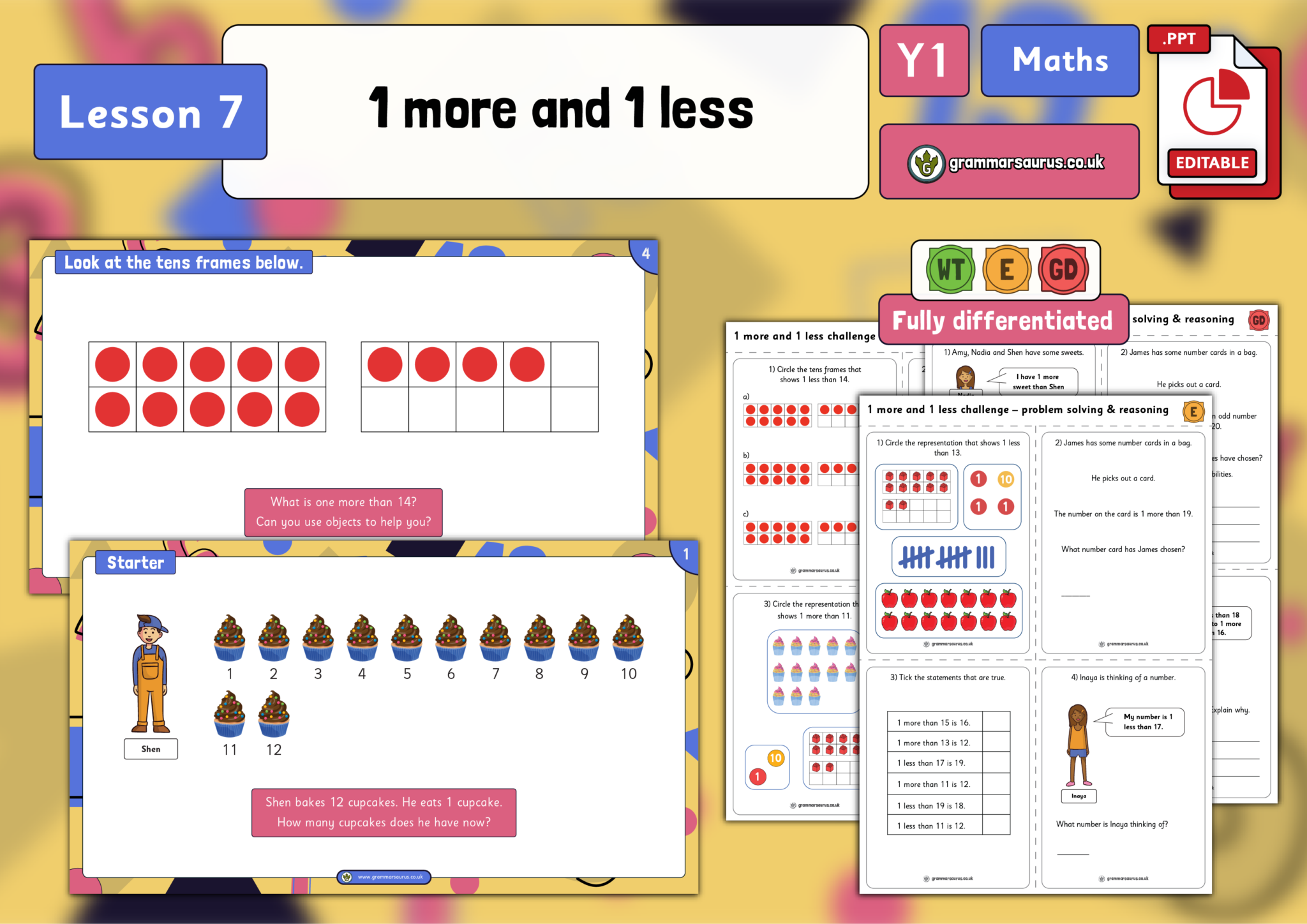Year 1 Place Value (within 20) - 1 more and 1 less - Lesson 7 ...