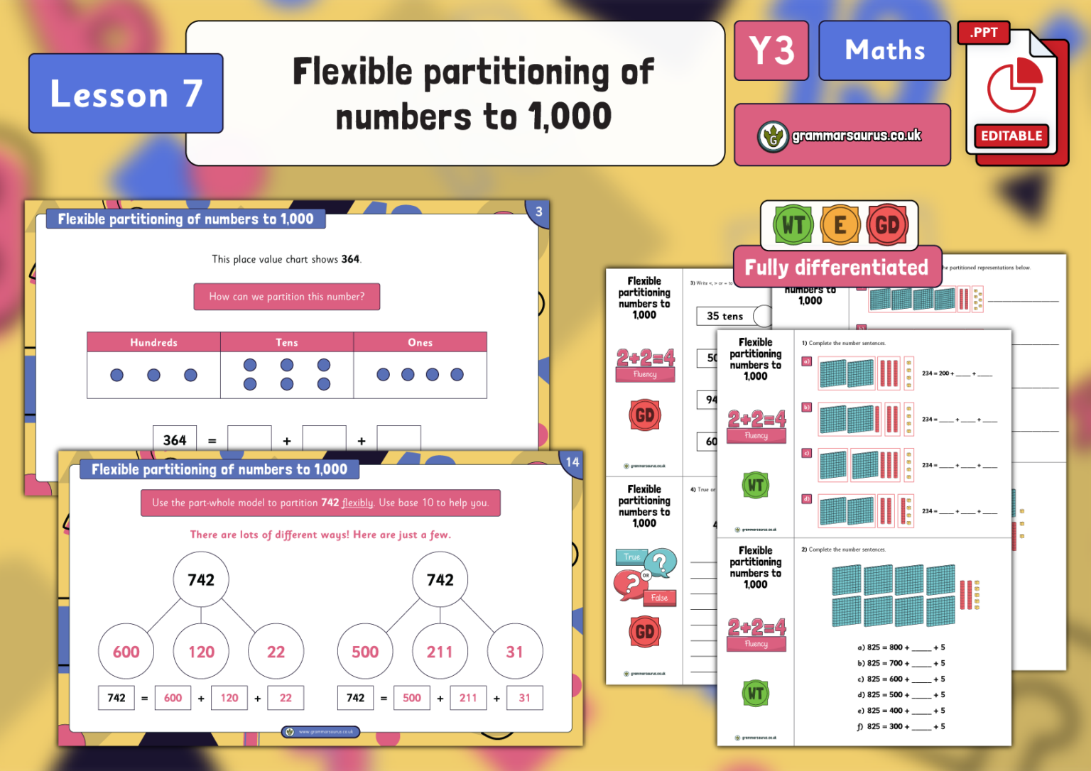 Year 3 Place Value - Flexible partitioning of number to 1,000 - Lesson ...