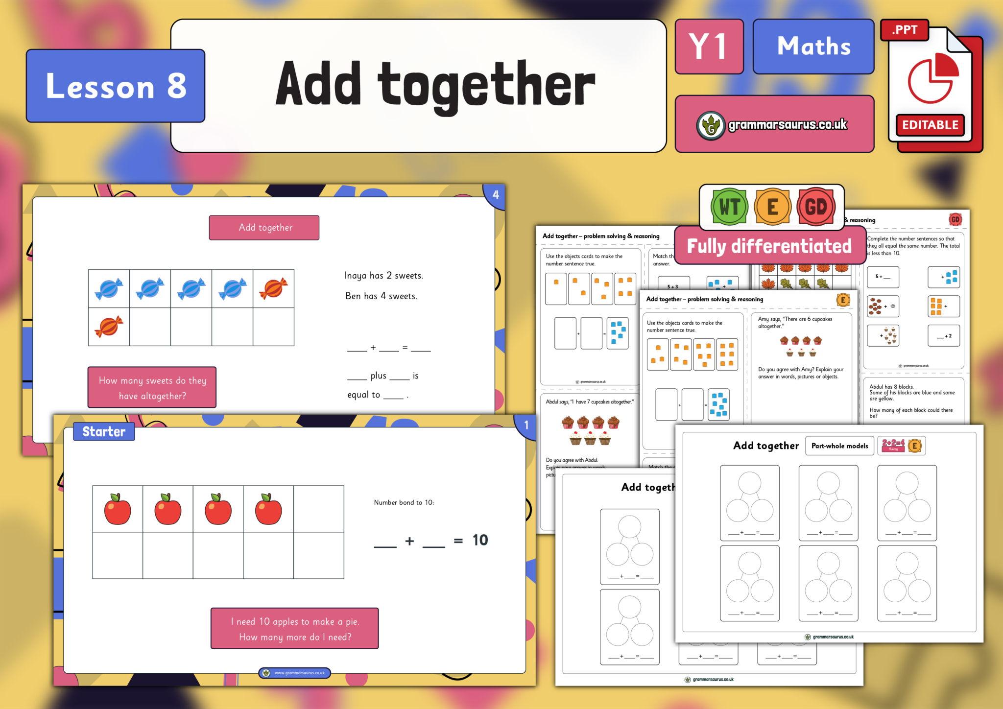 Year 1 Addition and Subtraction (within 10) – Add together – Lesson 8 ...