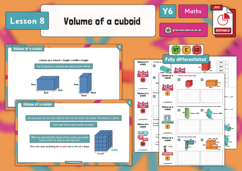 Year 6 Area, Perimeter and Volume - Volume of a cuboid - Lesson 8 ...