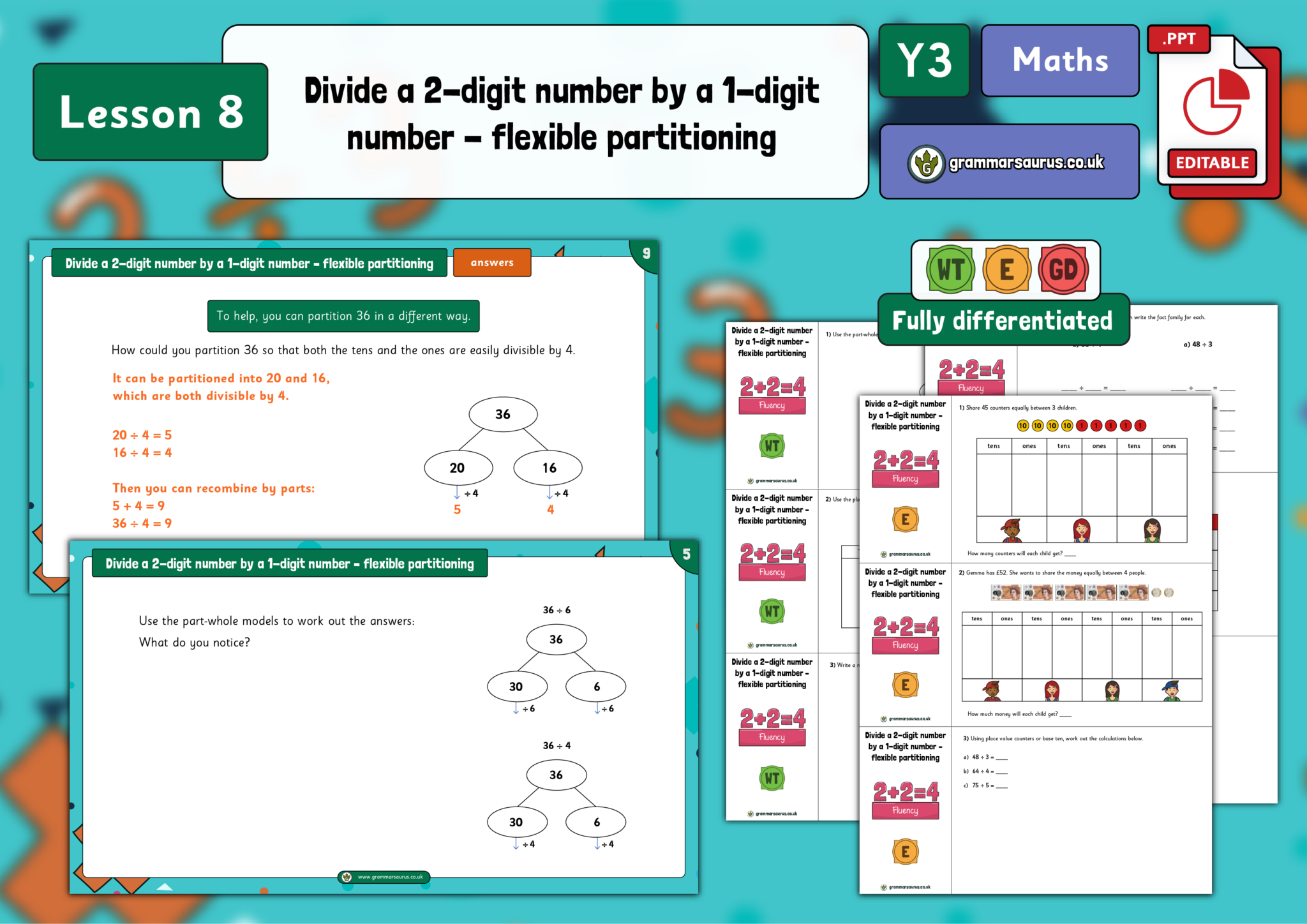 Year 3 Multiplication and Division Part 2 – Divide a 2-digit number by a 1-digit number ...