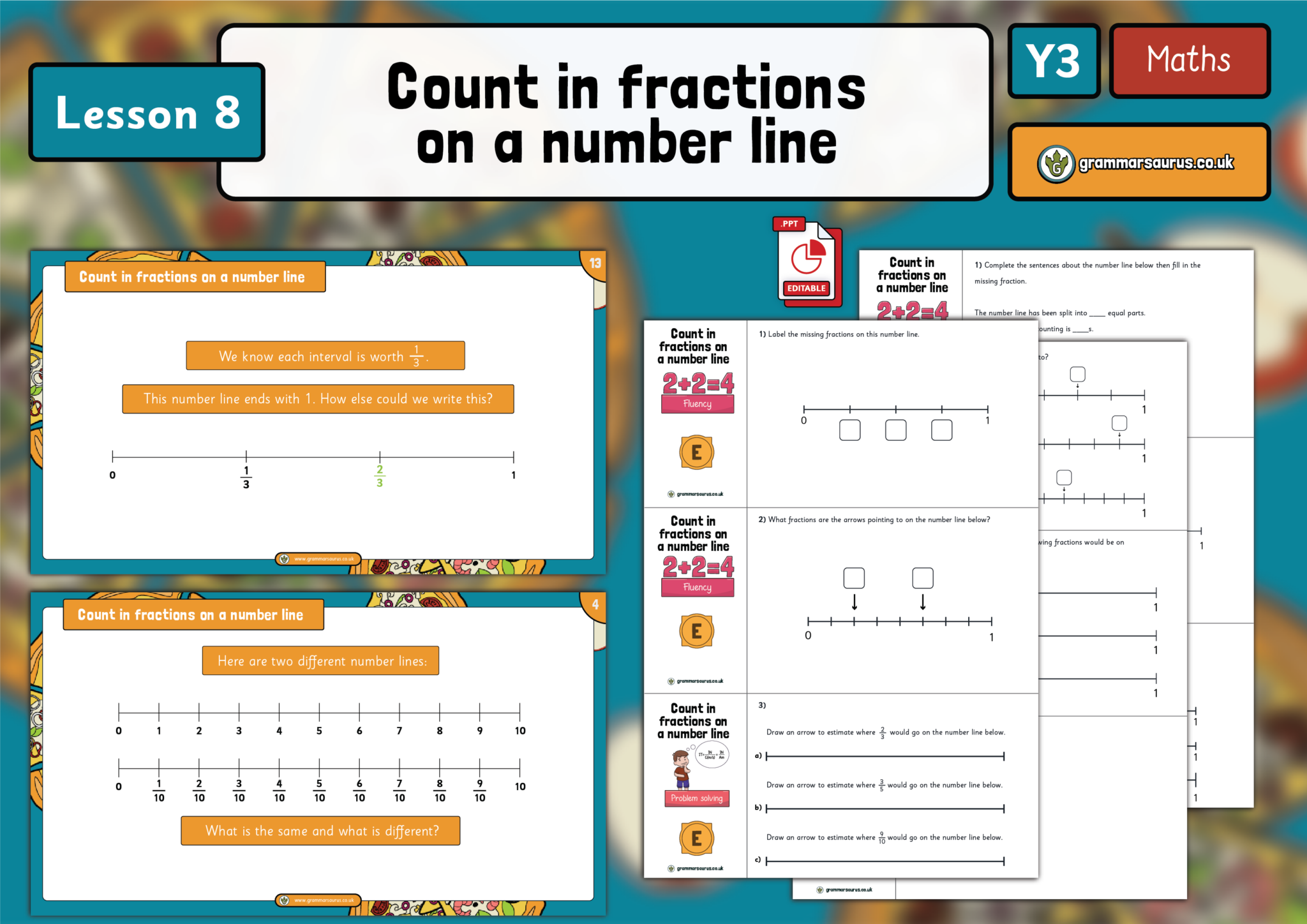 Year 3 Fractions – Count in fractions on a number line – Lesson 8 ...